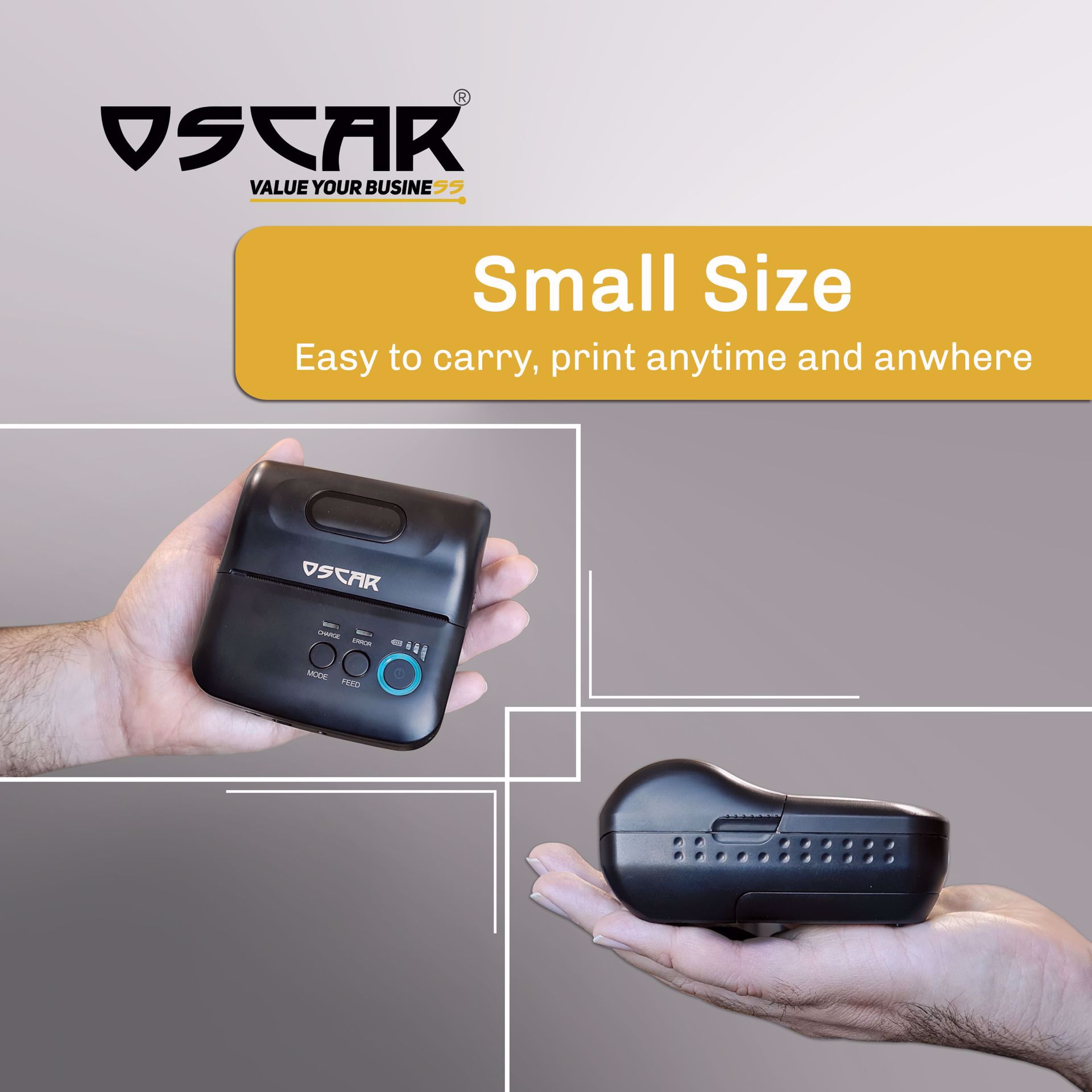OSCAR Smart Electronics-OSCAR POS88MB Thermal Mobile Receipt Printer USB+Bluetooth Black