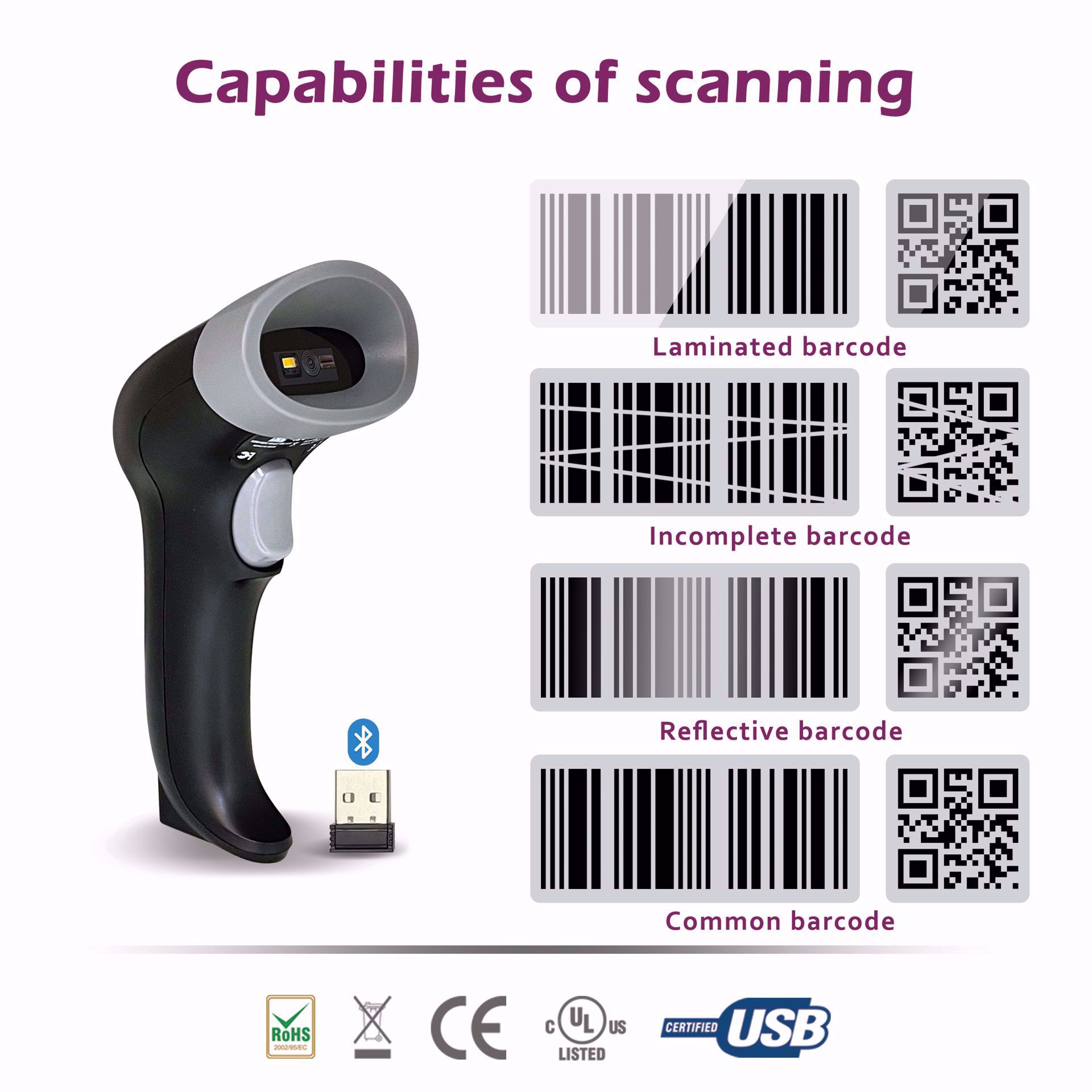 OSCAR Smart Electronics-OSCAR UniLite II BT Area Imager 2D QR 1D Bluetooth Wireless Barcode ...