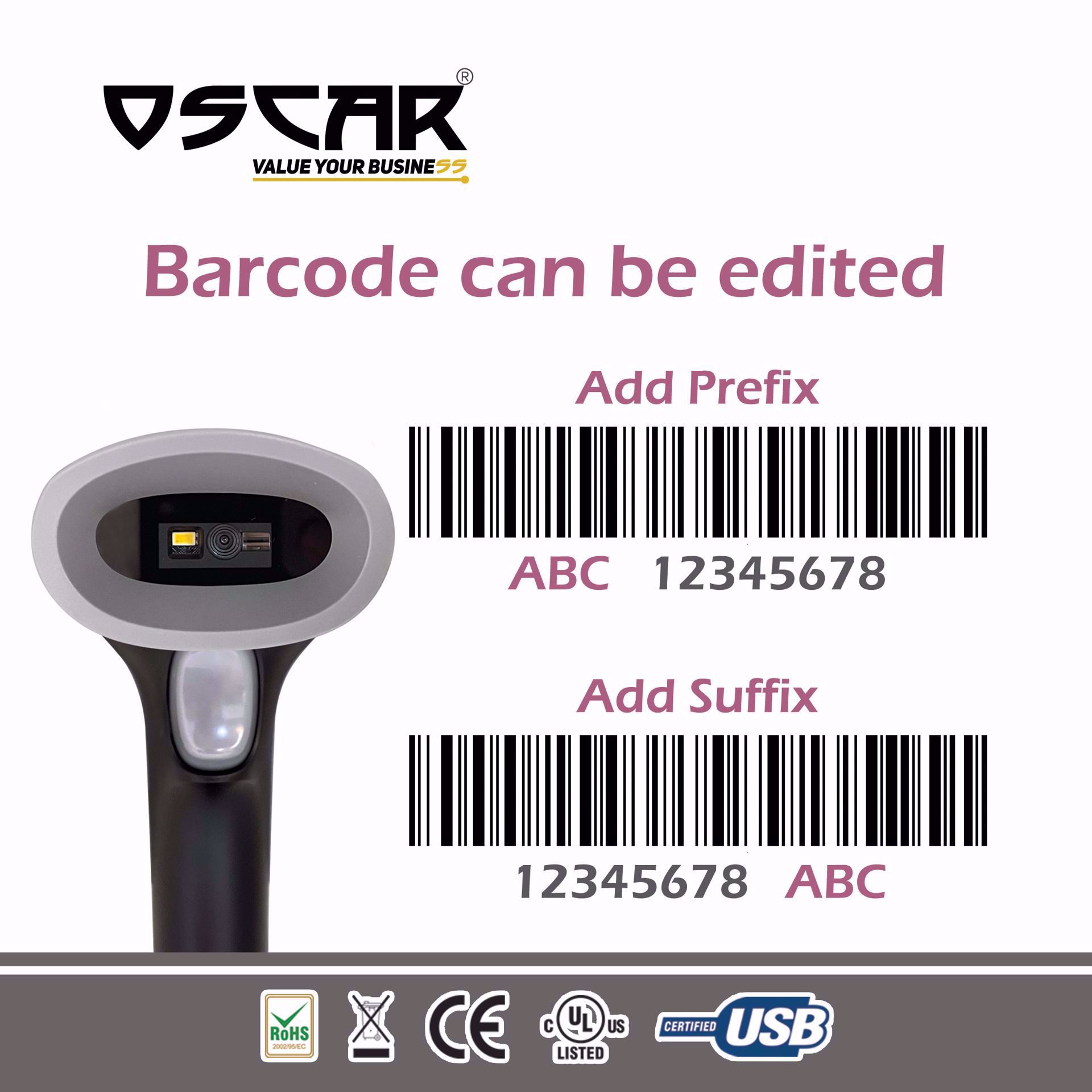 OSCAR Smart Electronics-OSCAR UniLite II BT Area Imager 2D QR 1D Bluetooth Wireless Barcode ...