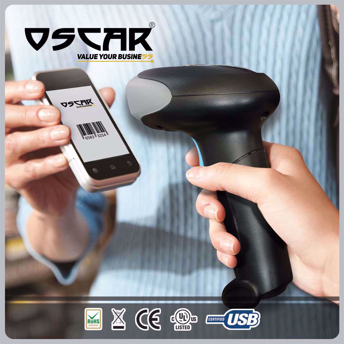 OSCAR Smart Electronics-OSCAR OS-60CBR Wireless Linear Imager 1D 2-in-1 ...