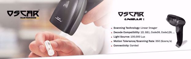 OSCAR Smart Electronics-OSCAR UniBar Imager 1D Wired Barcode Scanner Black