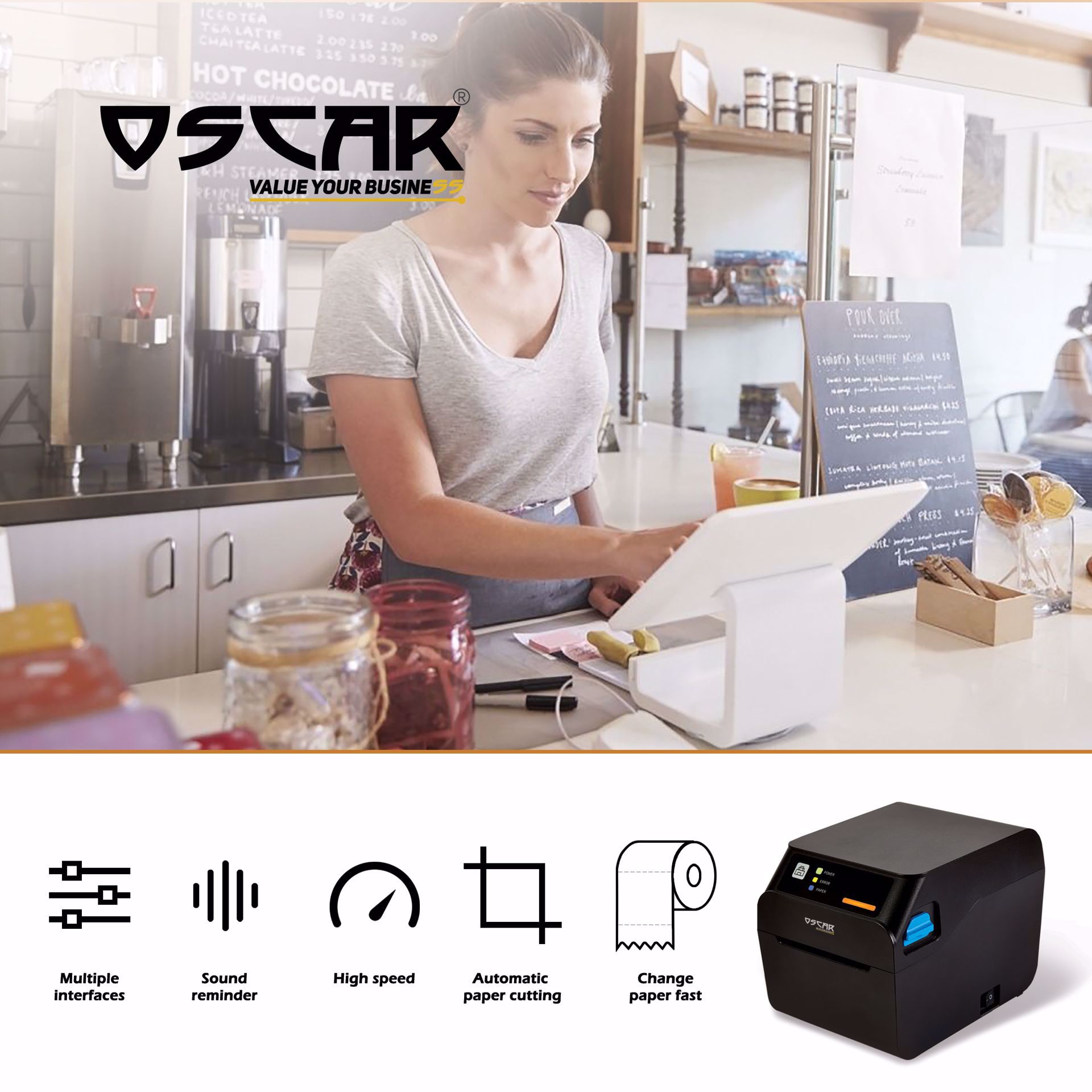 OSCAR Smart Electronics-OSCAR POS93 Kitchen KOT Thermal Receipt Printer ...