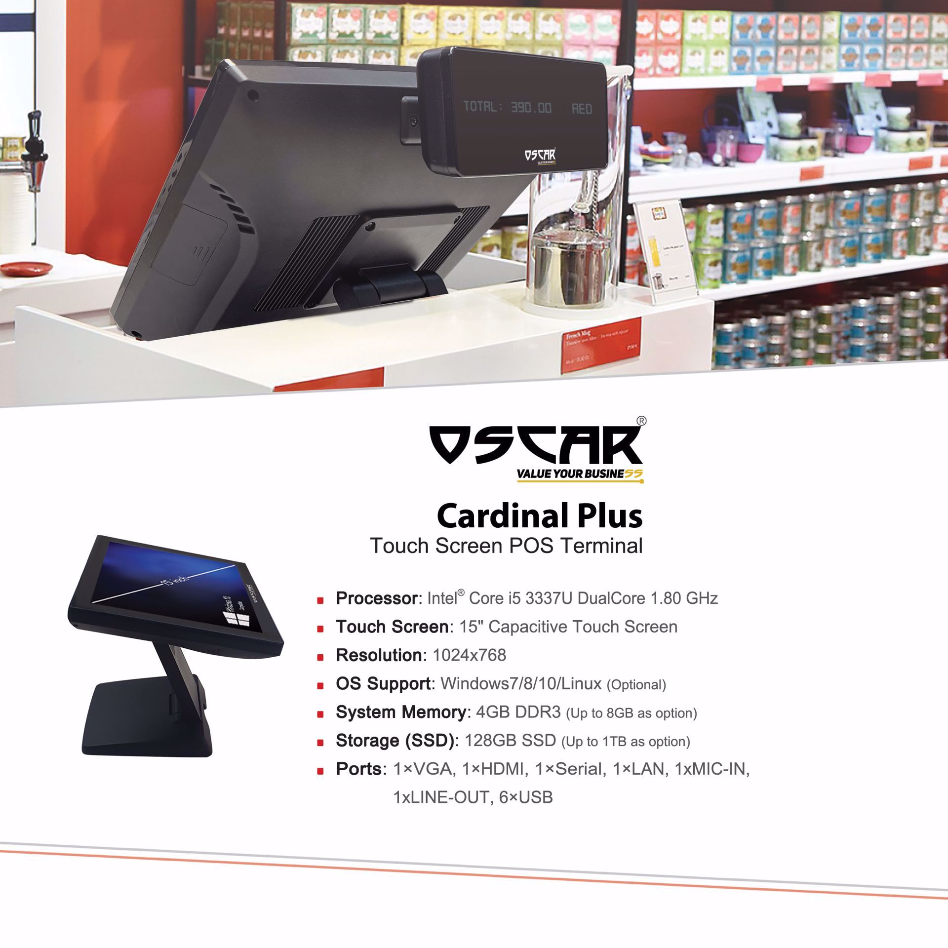 OSCAR Smart Electronics-OSCAR CARDINAL Plus Touchscreen POS Terminal Black