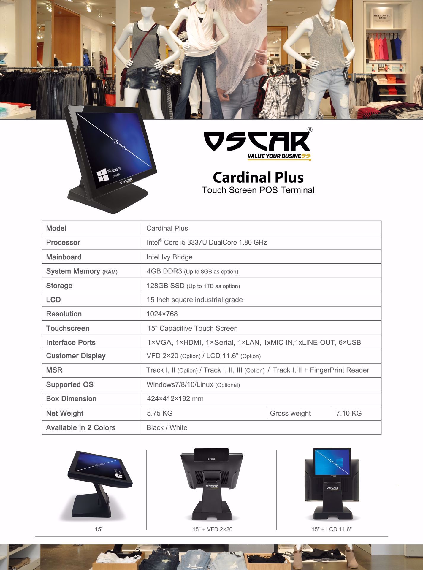 OSCAR Smart Electronics-OSCAR CARDINAL Plus Touchscreen POS Terminal Black