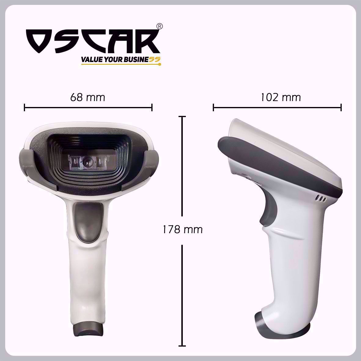 OSCAR Smart Electronics-OSCAR UniBar Imager 1D Wired Barcode Scanner White