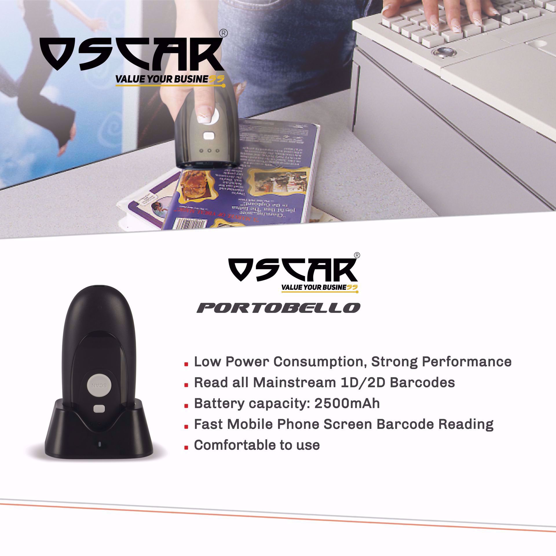 OSCAR Smart Electronics-OSCAR Portobello Area Imager 2D QR 1D Portable ...